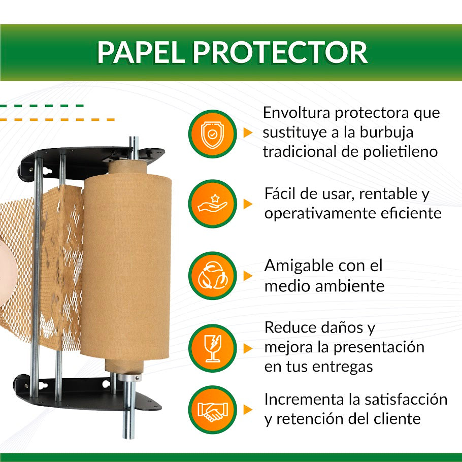 Kit Papel Protector para envolver y despachador – Packsys