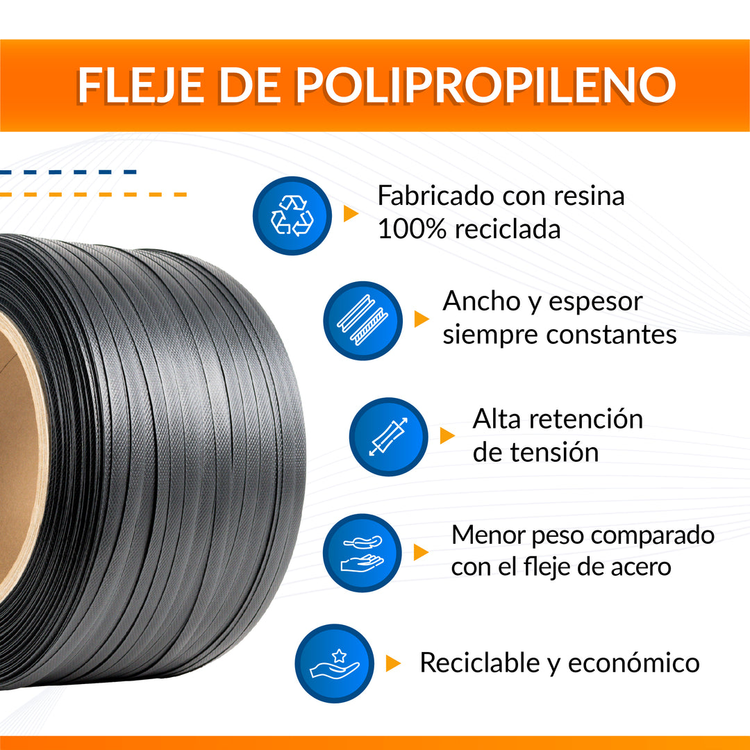 Kit Flejadora Semiautomática más rollo de fleje semiautomático de plás ...