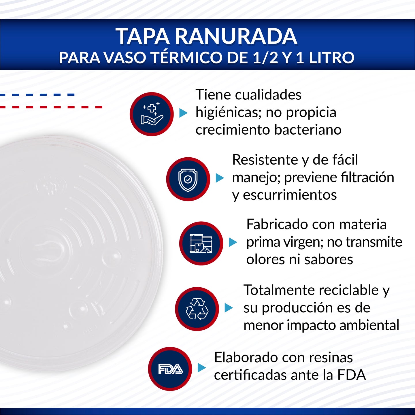 Tapa ranurada p/vaso térmico 1LT y 1/2lt – Packsys