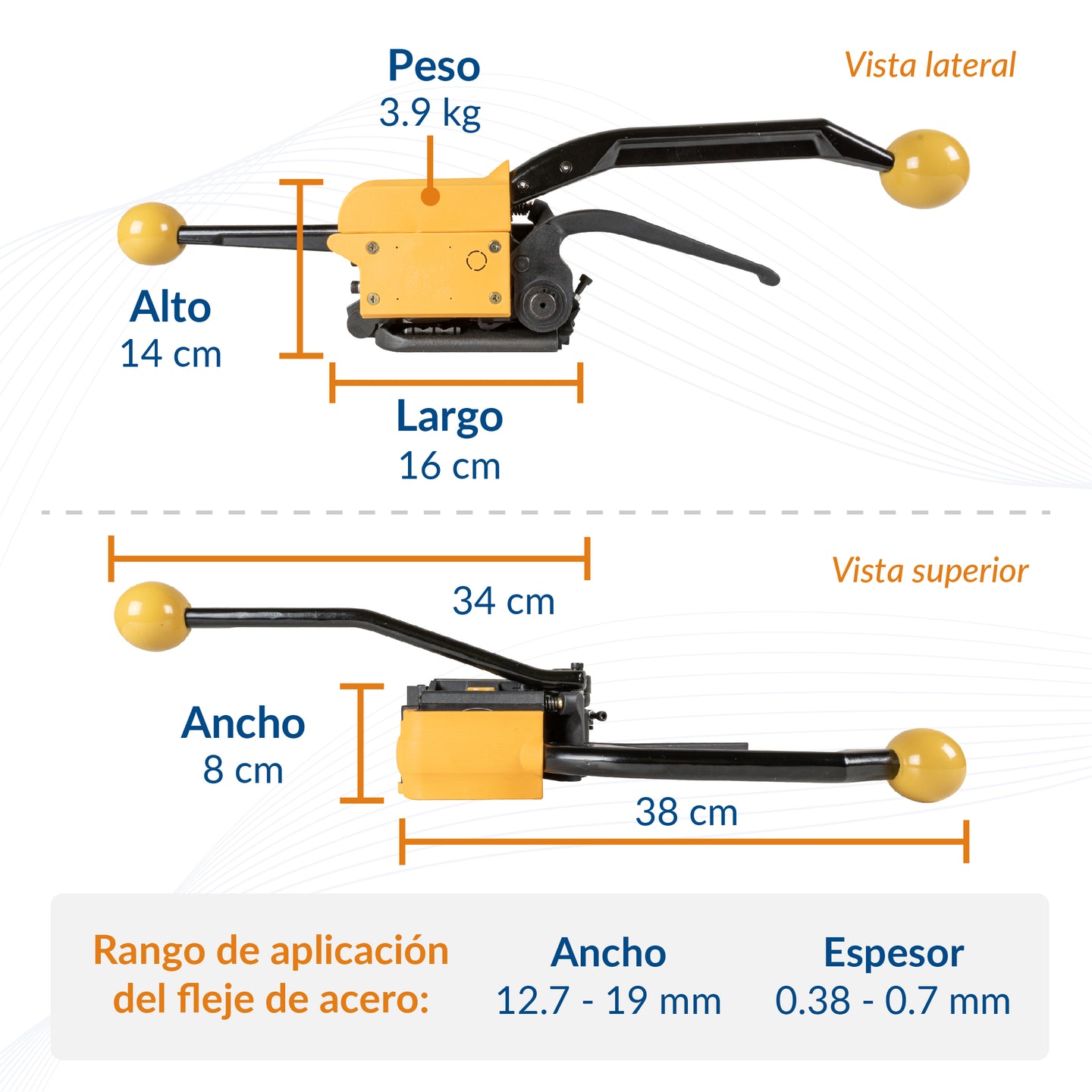 Flejadora manual para fleje de acero A333 – Packsys